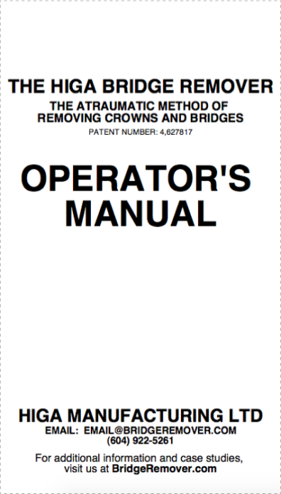 Sure Dental | Higa Bridge Remover Manual